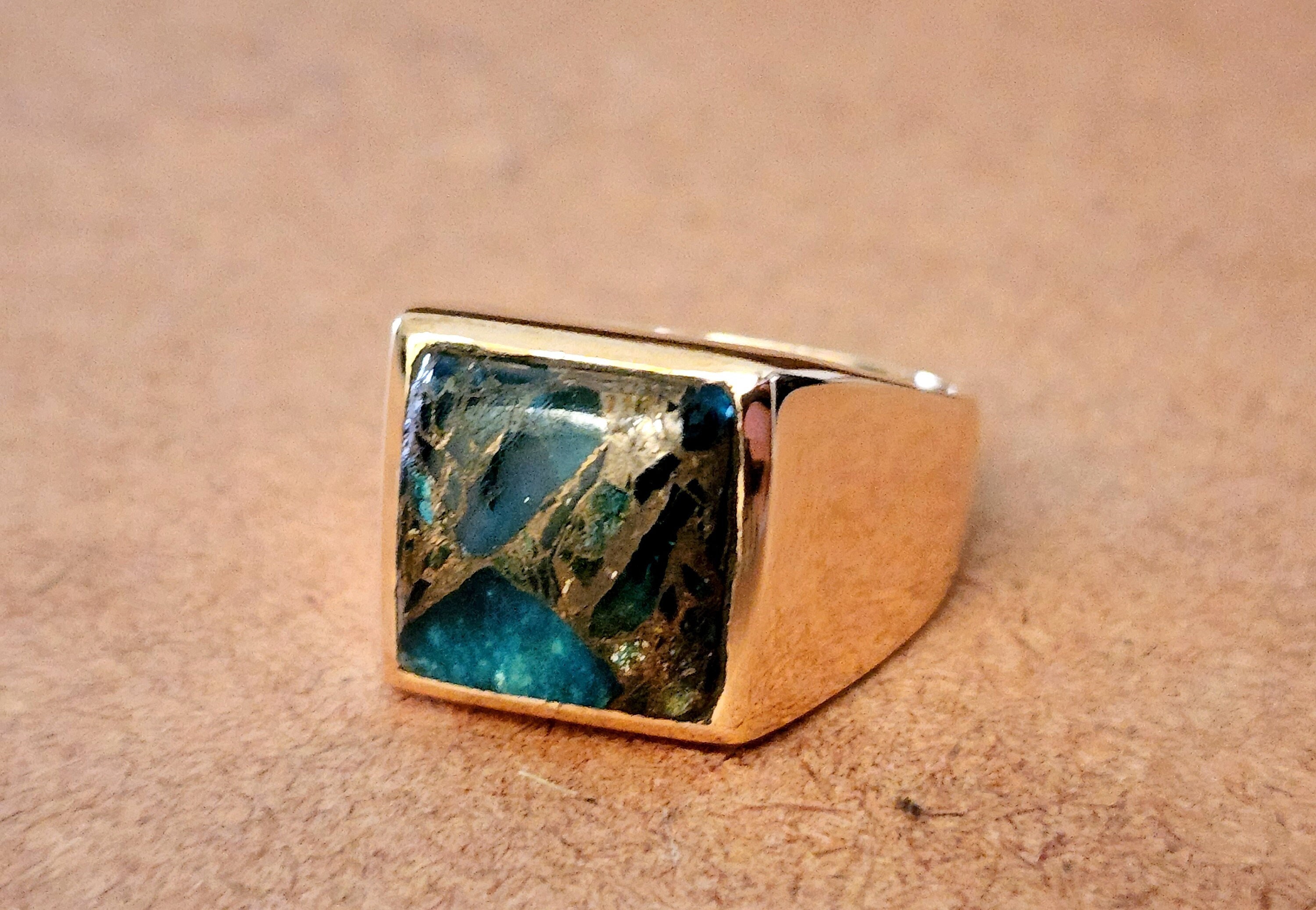 Tourmaline Copper Turquoise Ring Copper Gemstone Ring 925 - Etsy