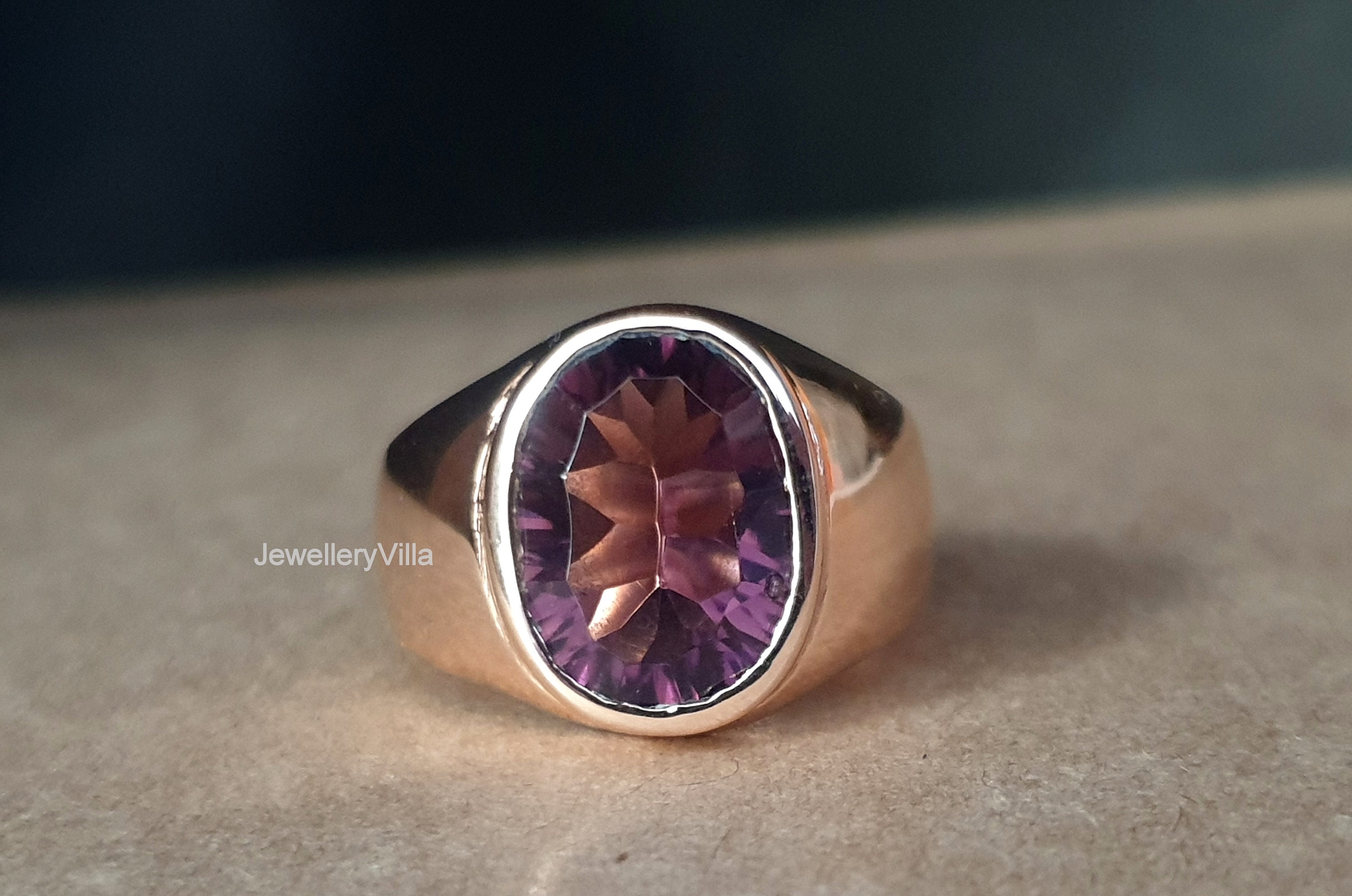 Amethyst Ring Antique Cut Oval Shape Amethyst Stone Ring - Etsy