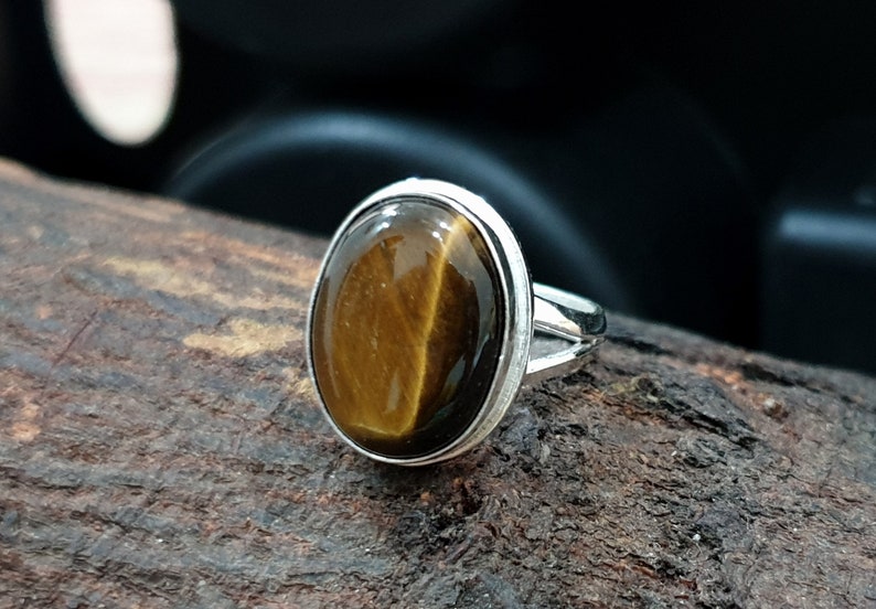 Tigers Eye Ring Natural Gemstone Ring 925 Solid Silver Ring - Etsy