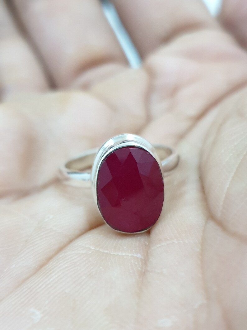 Red Ruby Ring Oval Imitation Ruby Gemstone Ring Handmade - Etsy