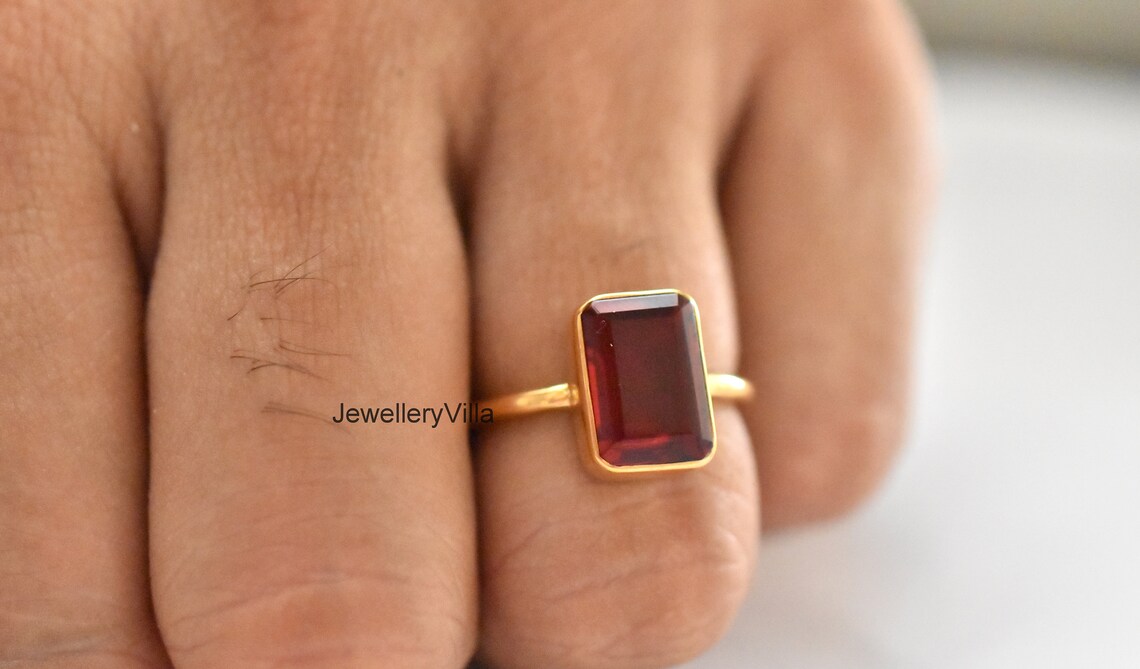 Red Garnet Ring Handmade Ring 925 Solid Sterling Silver - Etsy