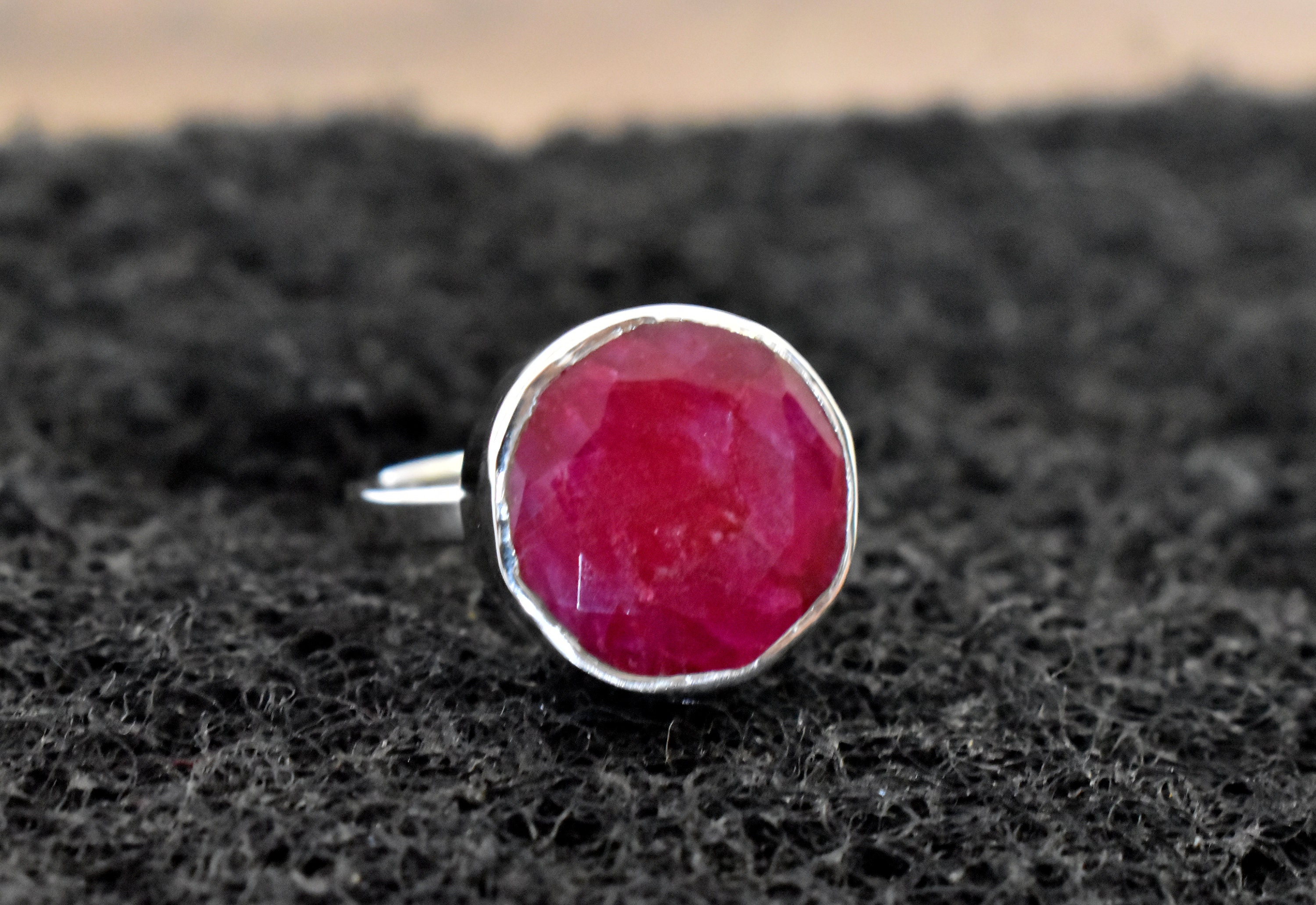 Natural Ruby Ring Women Ring Round Red Ruby Gemstone Ring | Etsy