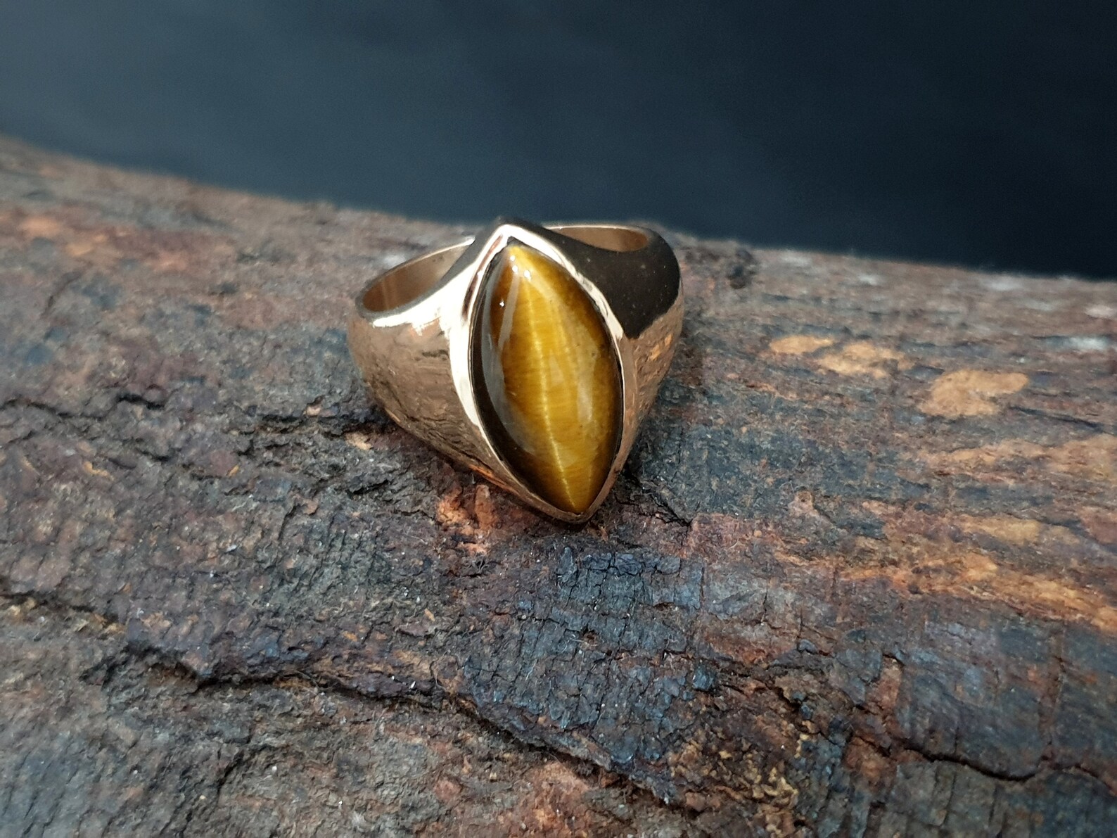 Tiger Eye Ring Gold Mens Ring 925 Solid Sterling Silver - Etsy