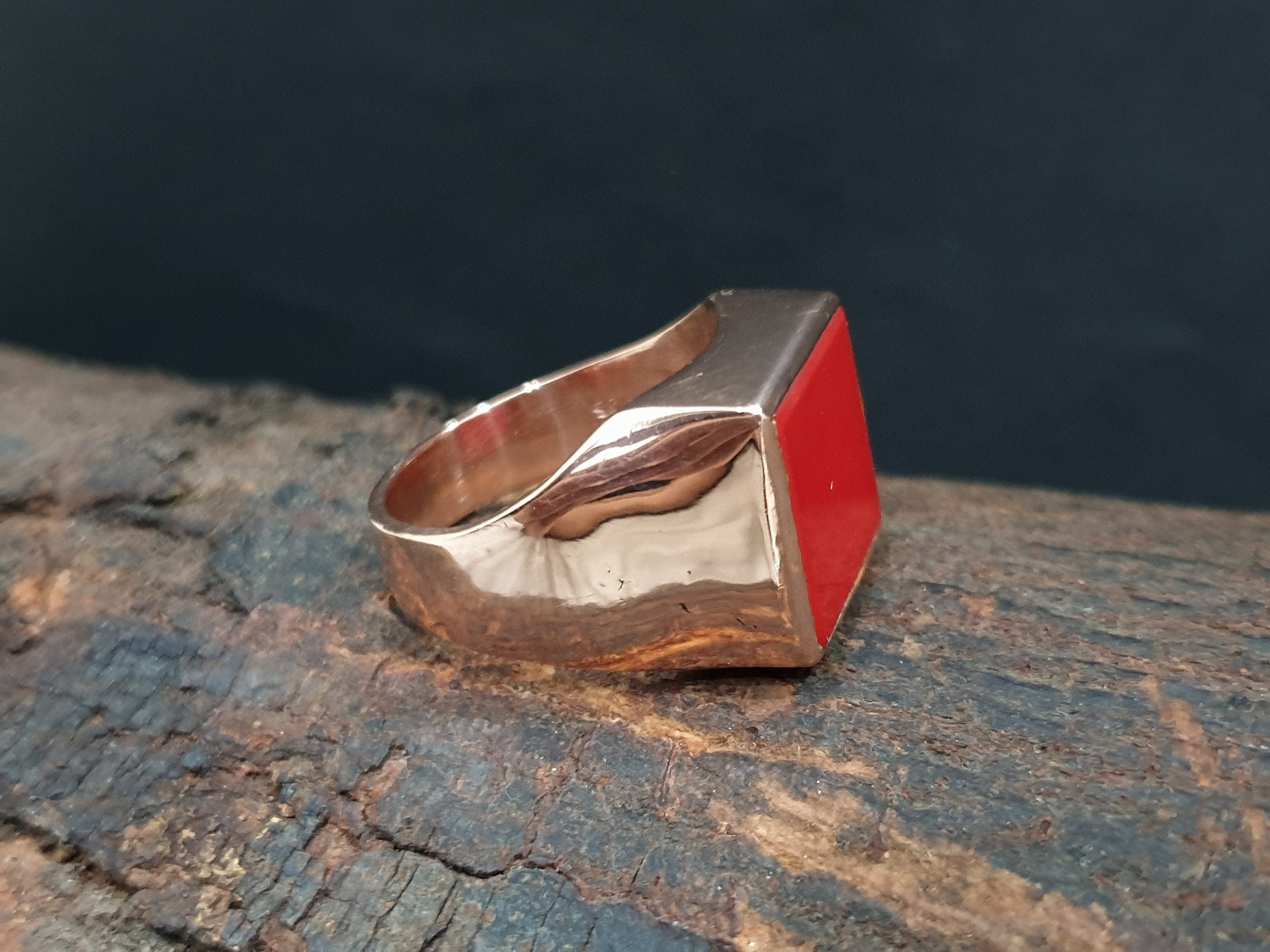 Coral Ring Mens 925 Solid Sterling Silver Ring Red Stone | Etsy