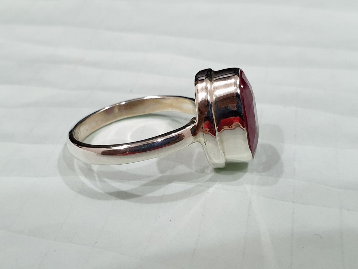 Red Ruby Ring Oval Imitation Ruby Gemstone Ring Handmade - Etsy