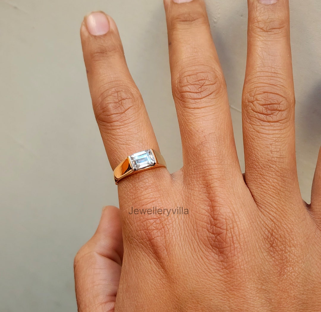 Clear Quartz Signet Ring, Copper Ring, 925 Sterling Silver Ring, Men ...