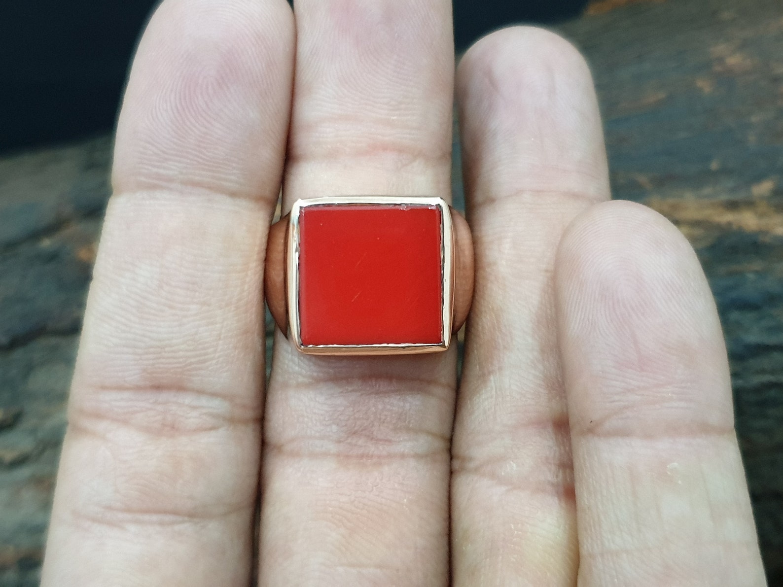 Coral Ring Mens 925 Solid Sterling Silver Ring Red Stone | Etsy