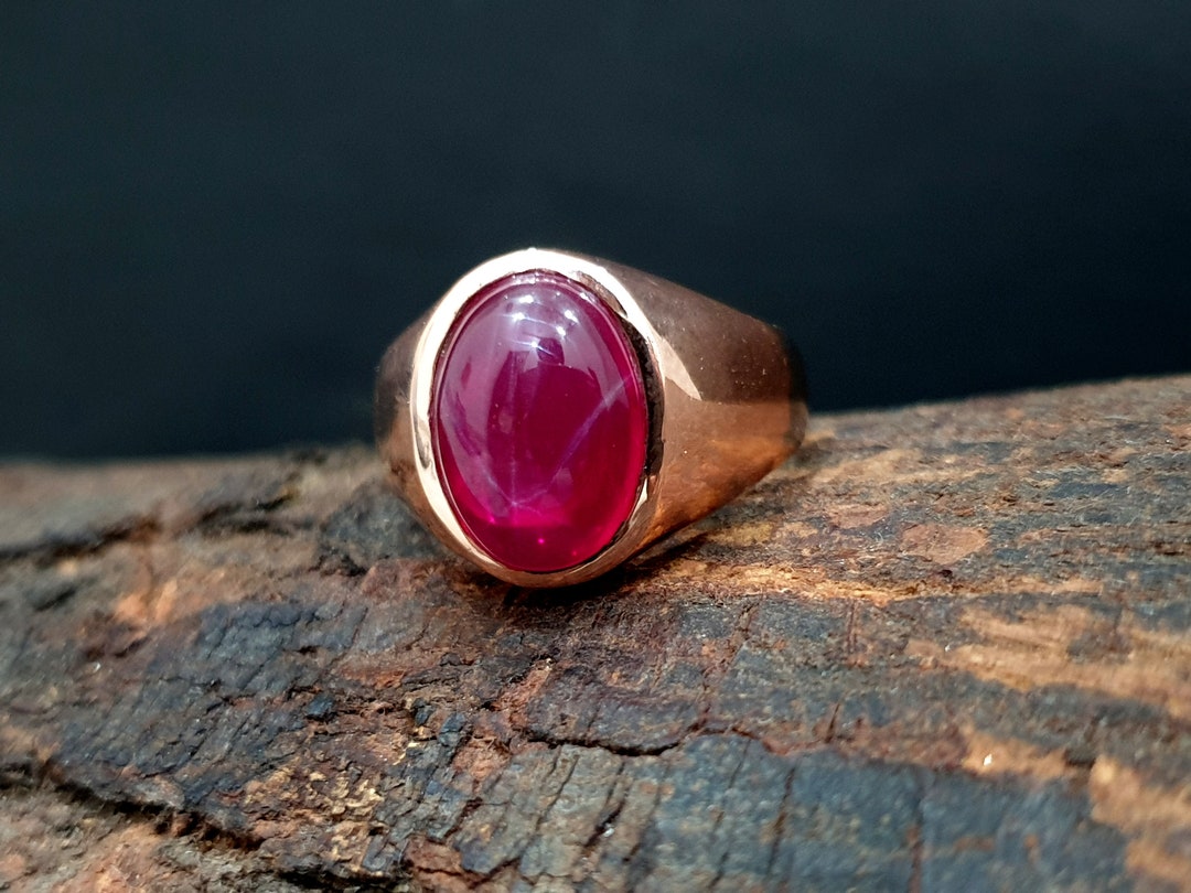 Ruby Star Ring, 925 Solid Sterling Silver Ring, Rose Gold Finish, 22K ...