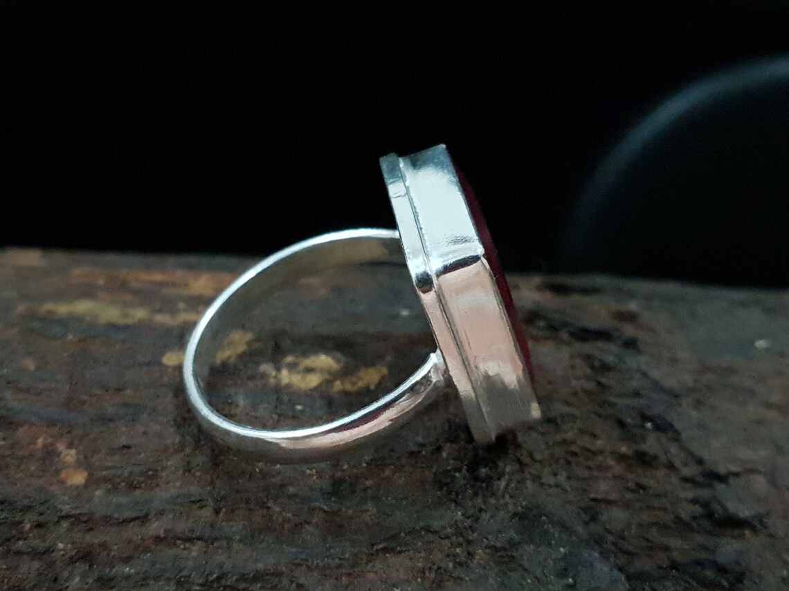 Natural Dark Red Ruby Ring 925 Solid Sterling Silver Ring | Etsy