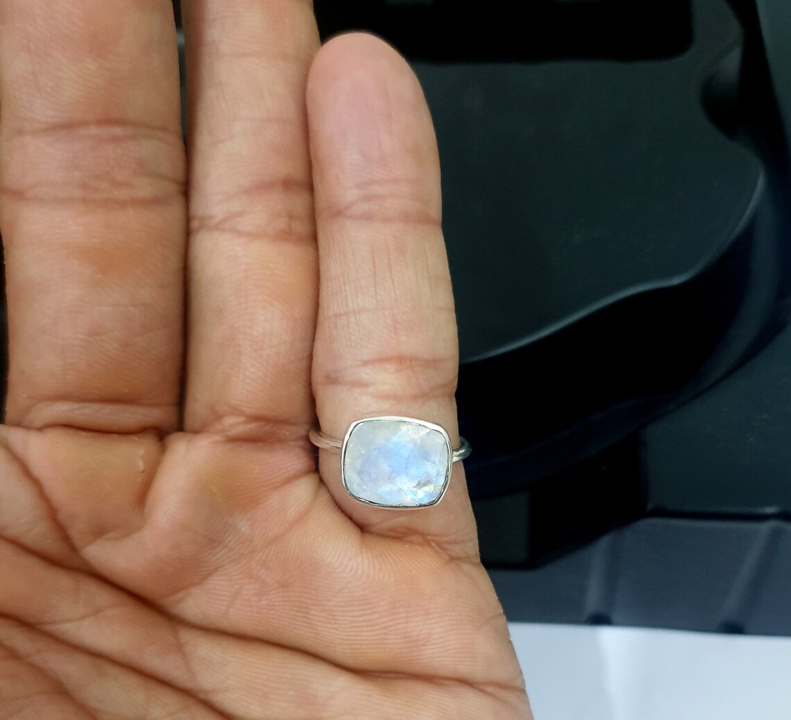 Natural Moonstone Ring 925 Solid Sterling Silver Ring - Etsy