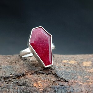 Coffin Ring, Ruby Ring, 925 Solid Sterling Silver Ring, Coffin Shape ...