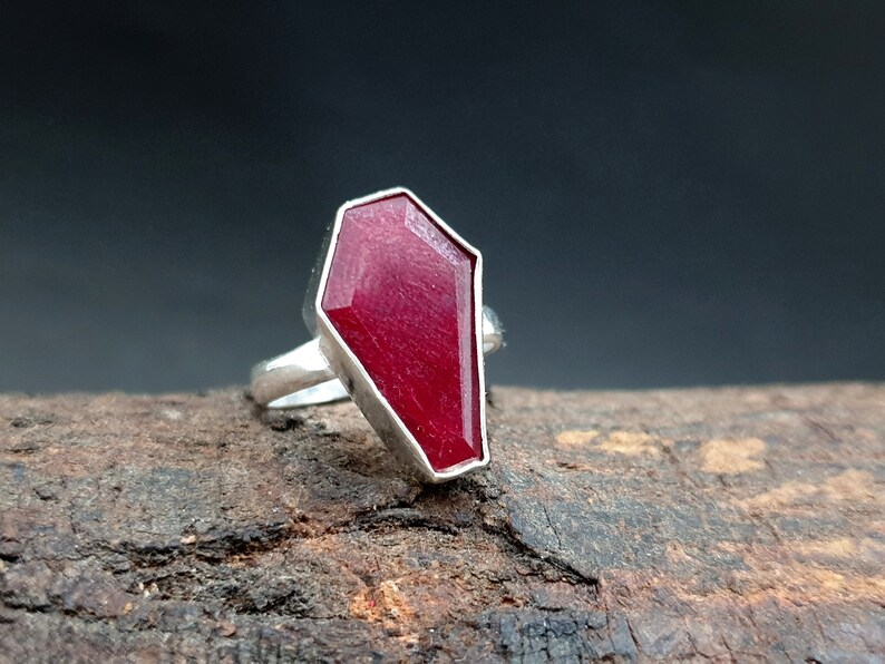 Coffin Ring, Ruby Ring, 925 Solid Sterling Silver Ring, Coffin Shape ...