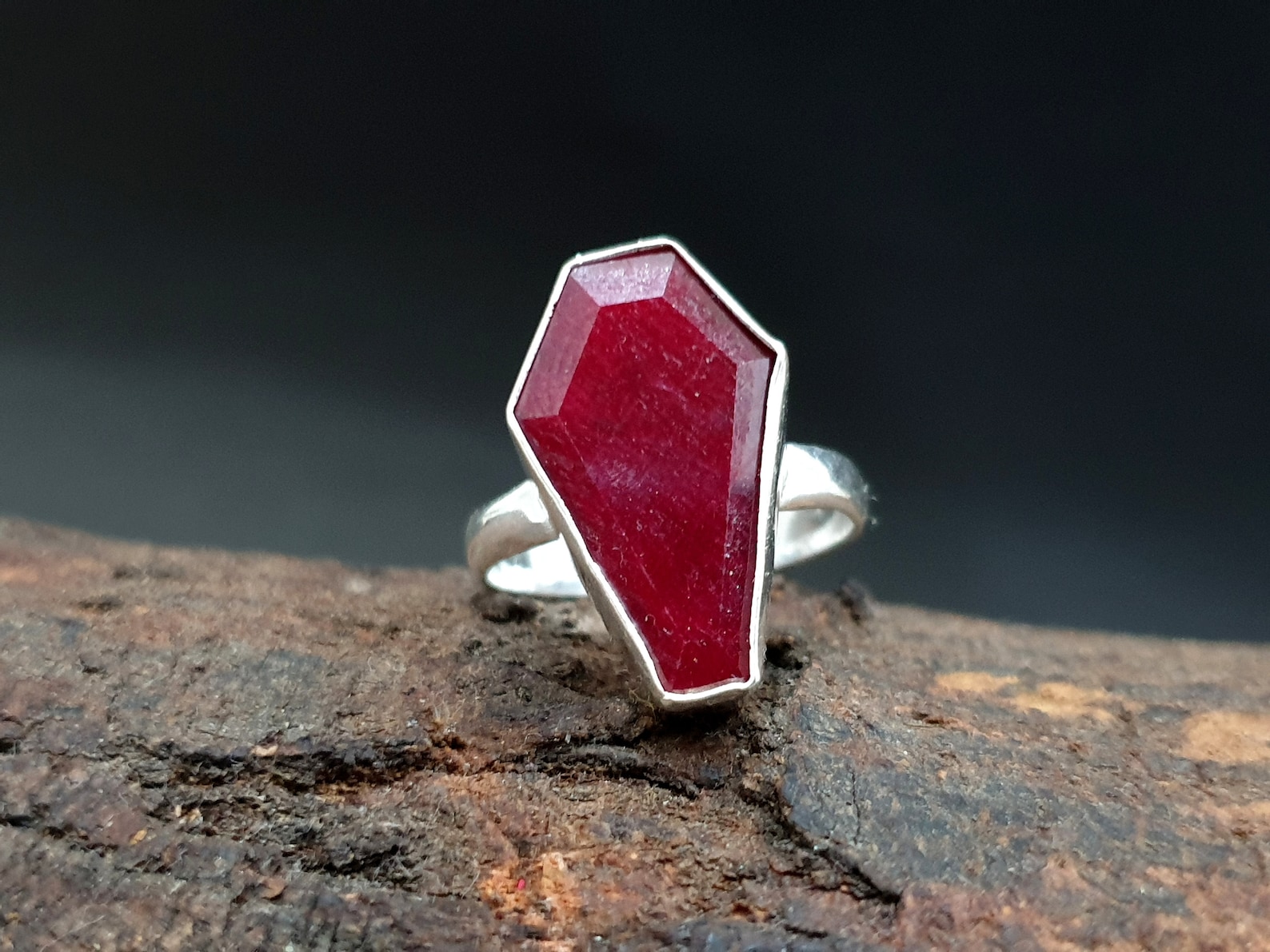 Coffin Ring, Ruby Ring, 925 Solid Sterling Silver Ring, Coffin Shape ...