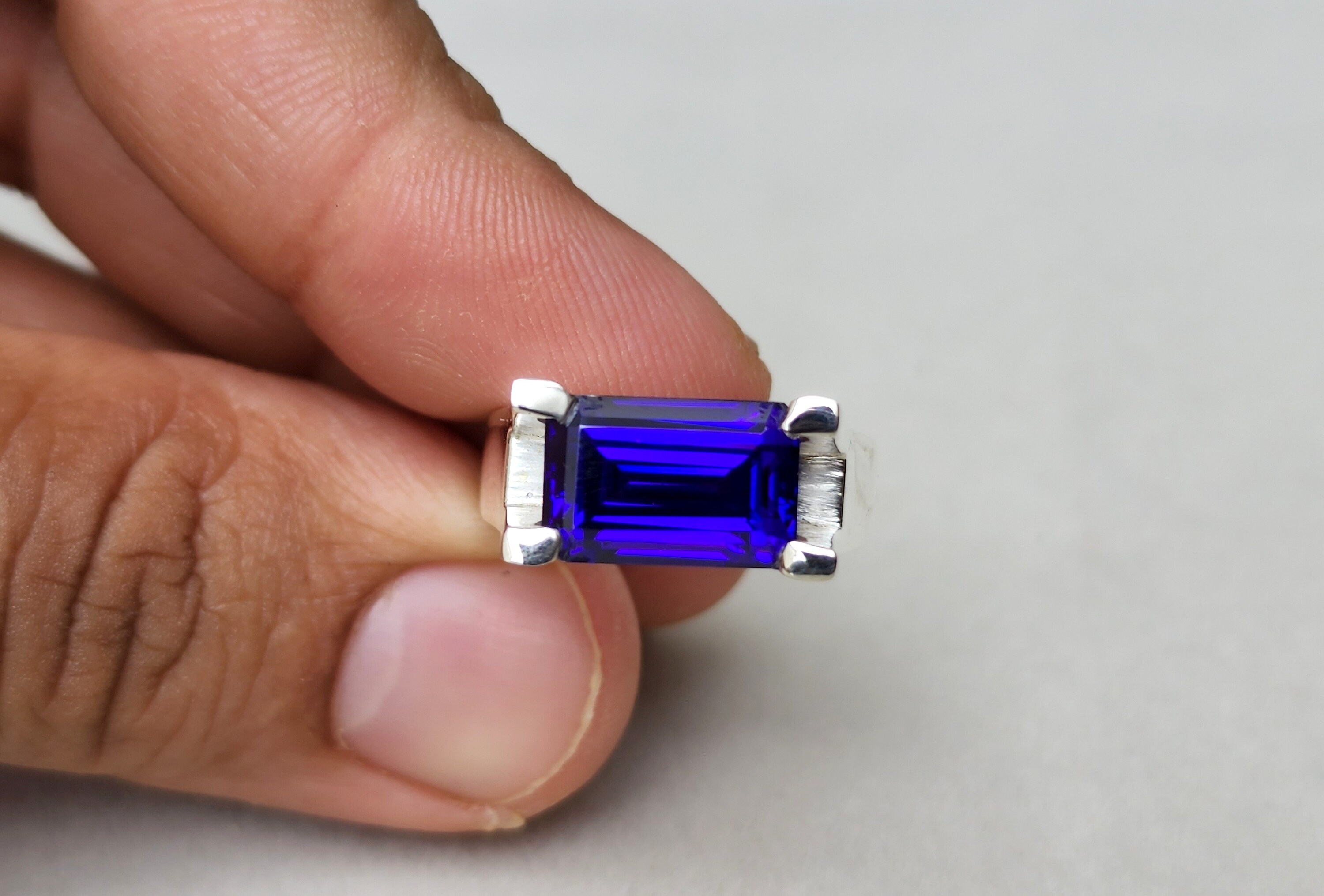 Blue Sapphire Signet Designer Ring 925 Solid Sterling Silver - Etsy