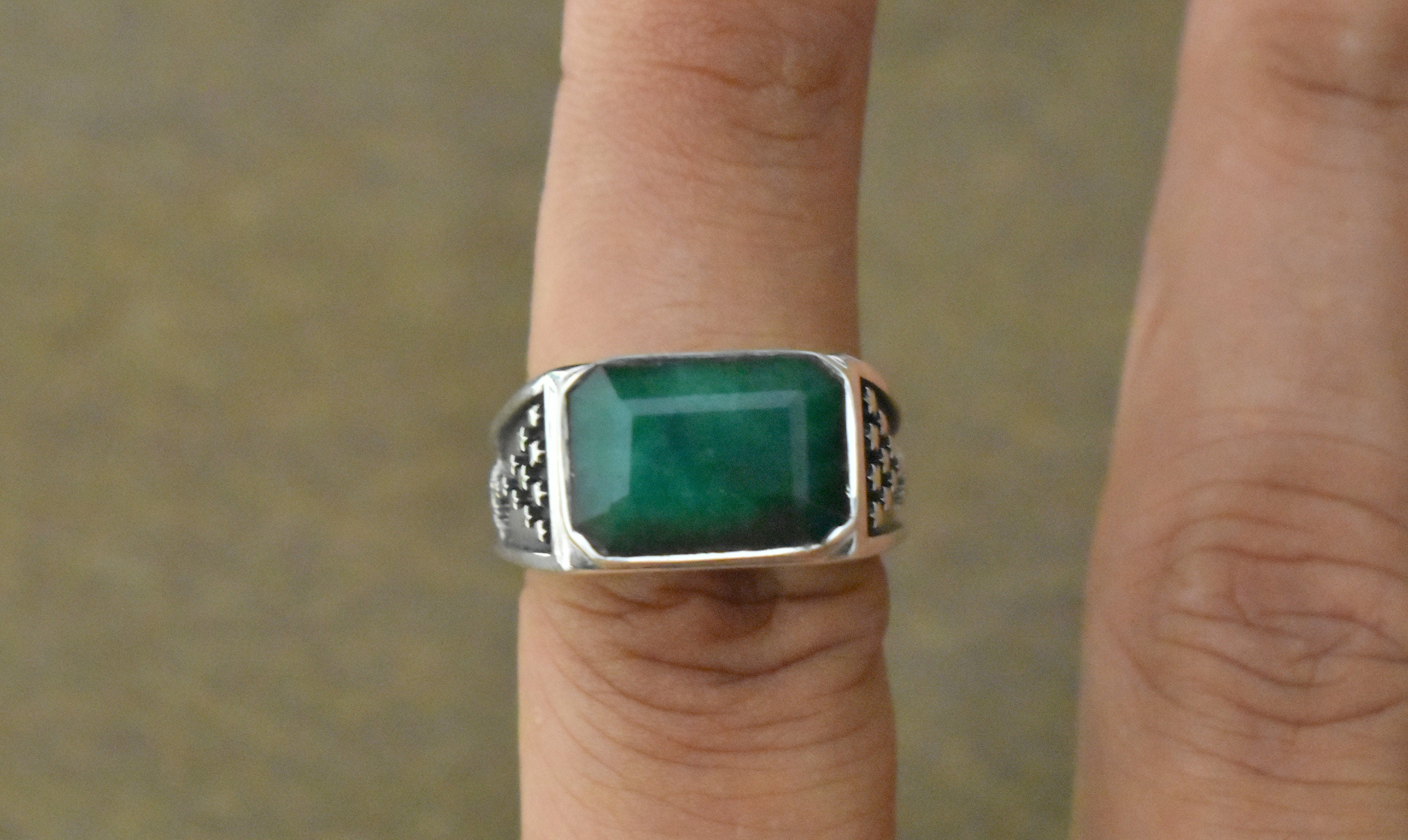 Natural Emerald Signet Ring Mens Ring Designer Oval Emerald - Etsy