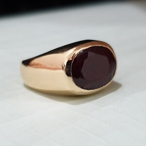 Natural Dark Red Ruby Signet Ring, 925 Solid Sterling Silver Red Ruby ...