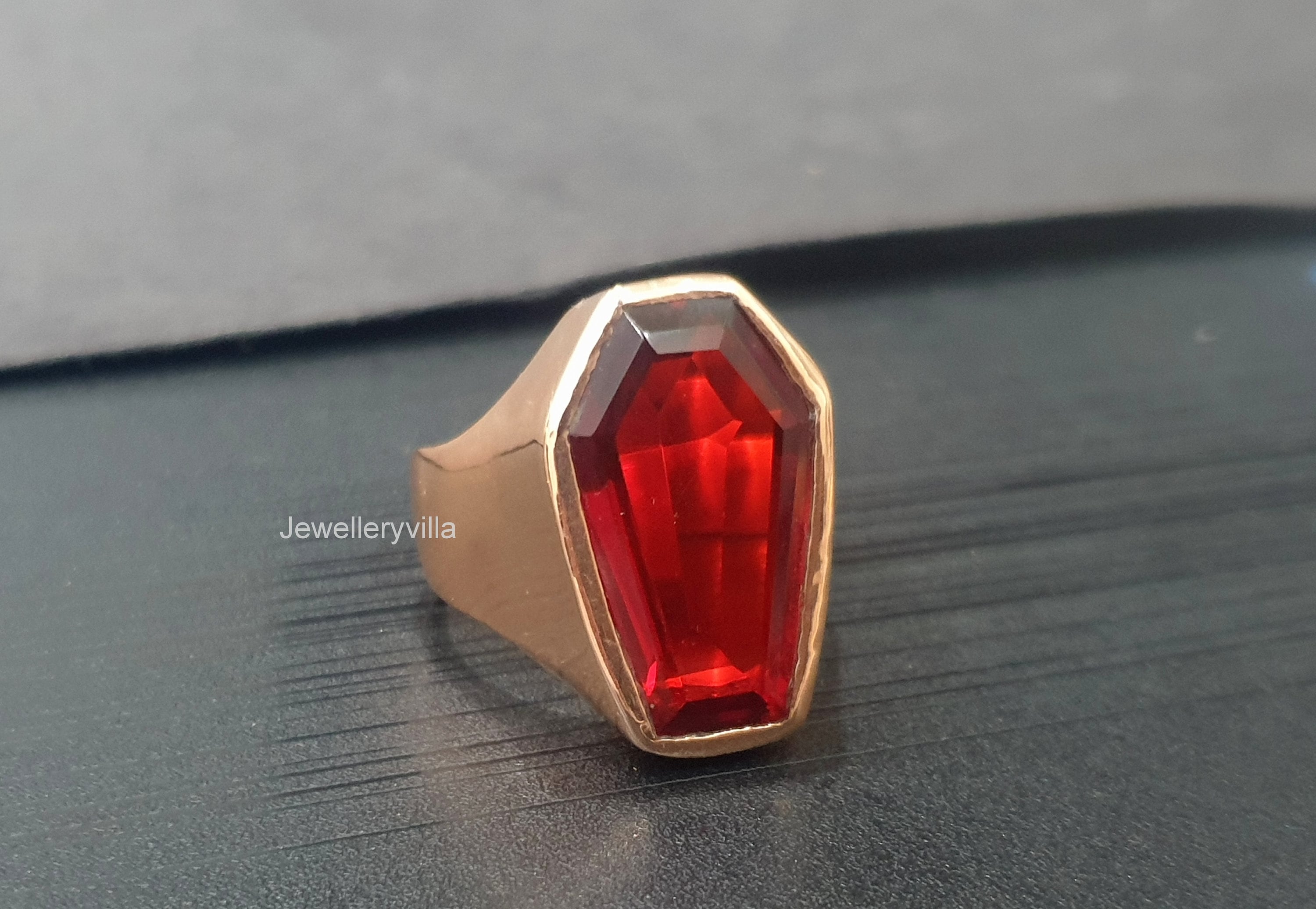 Red Garnet Ring, Coffin Shape Ring, 925 Solid Sterling Silver Ring ...