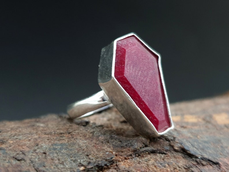 Coffin Ring, Ruby Ring, 925 Solid Sterling Silver Ring, Coffin Shape ...