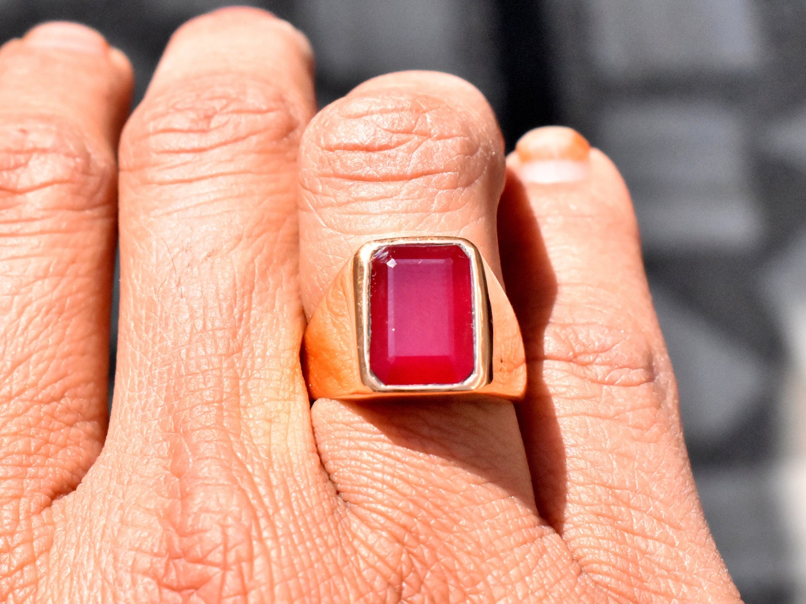 Ruby Ring Dark Red Ruby Gemstone Ring Engraved Ring 925 - Etsy