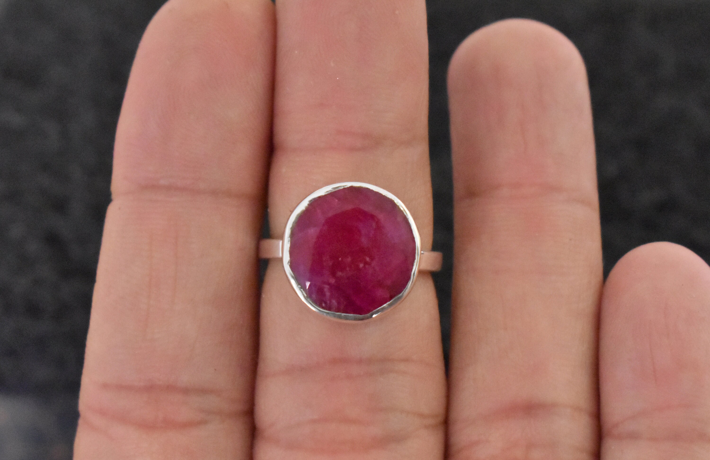 Natural Ruby Ring Women Ring Round Red Ruby Gemstone Ring | Etsy