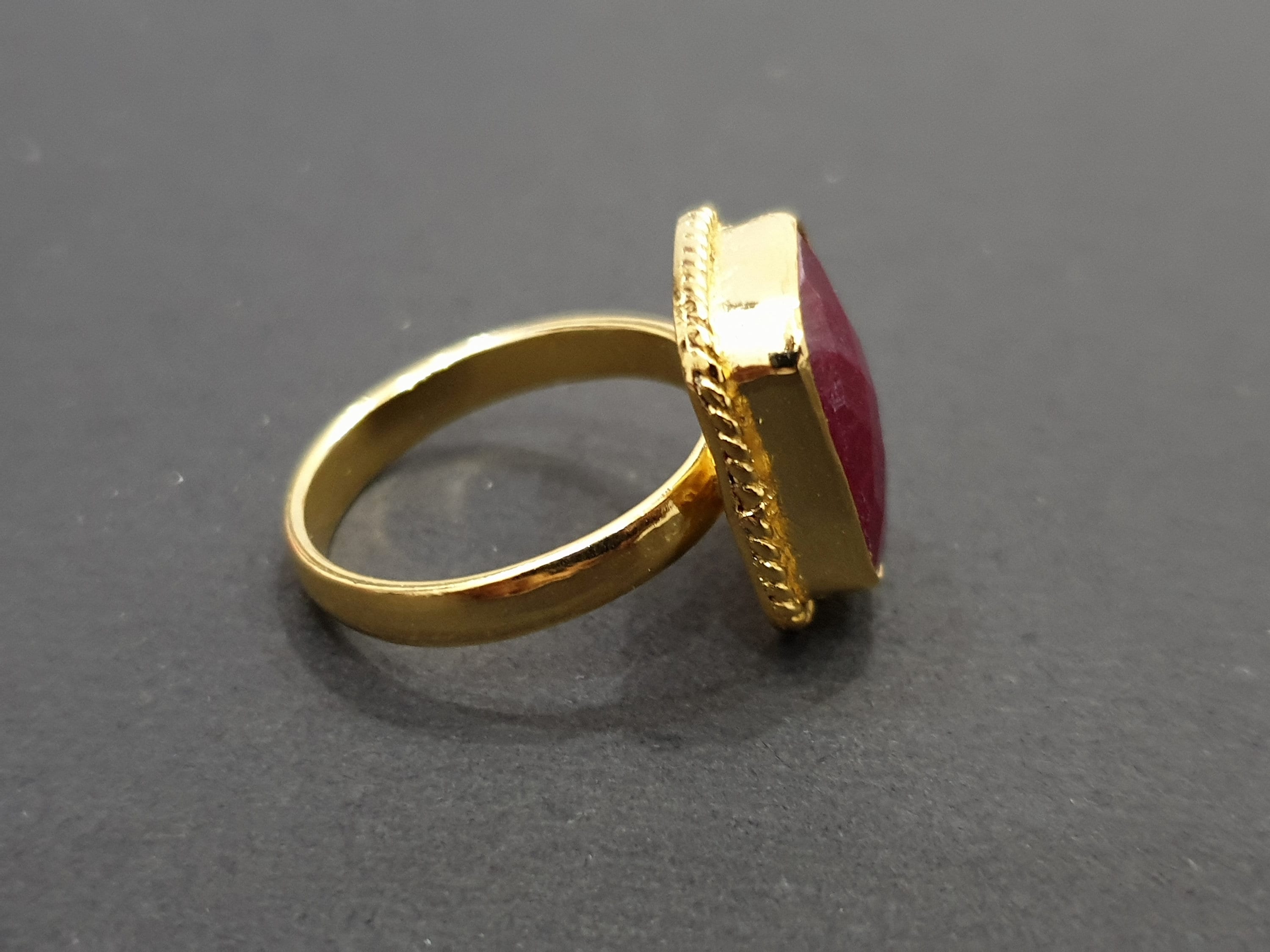 Natural Red Ruby Ring Gold, 925 Solid Sterling Silver, 22K Yellow Gold ...