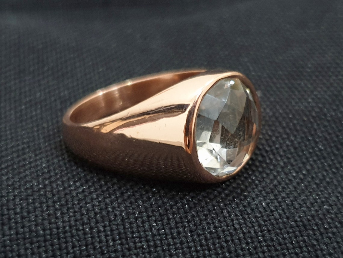 Clear Quartz Ring Solid Sterling Silver Ring Men's | Etsy
