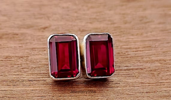 Ruby Earrings Stud Earrings Beautiful Red Ruby Quartz - Etsy