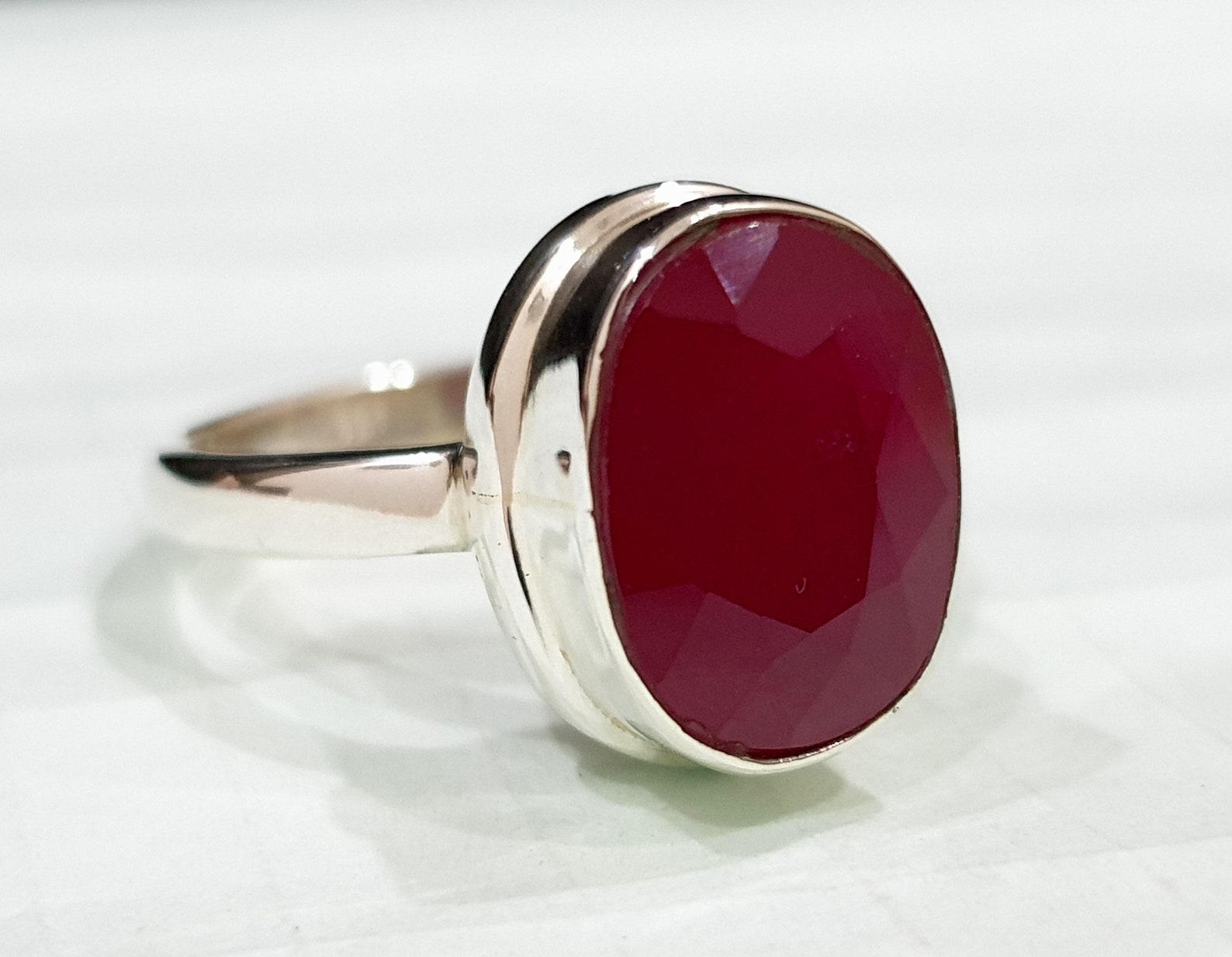Red Ruby Ring Oval Imitation Ruby Gemstone Ring Handmade - Etsy
