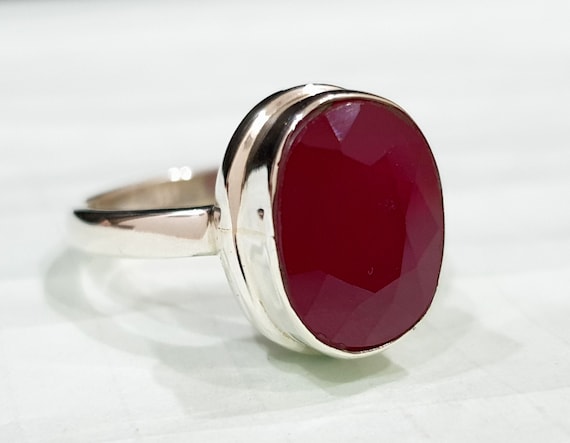 Red Ruby Ring Oval Imitation Ruby Gemstone Ring Handmade - Etsy