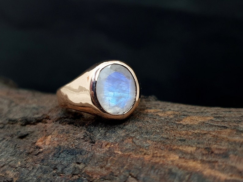 Natural Moonstone Oval Signet Ring, 925 Sterling Silver Ring, Gift Ring ...