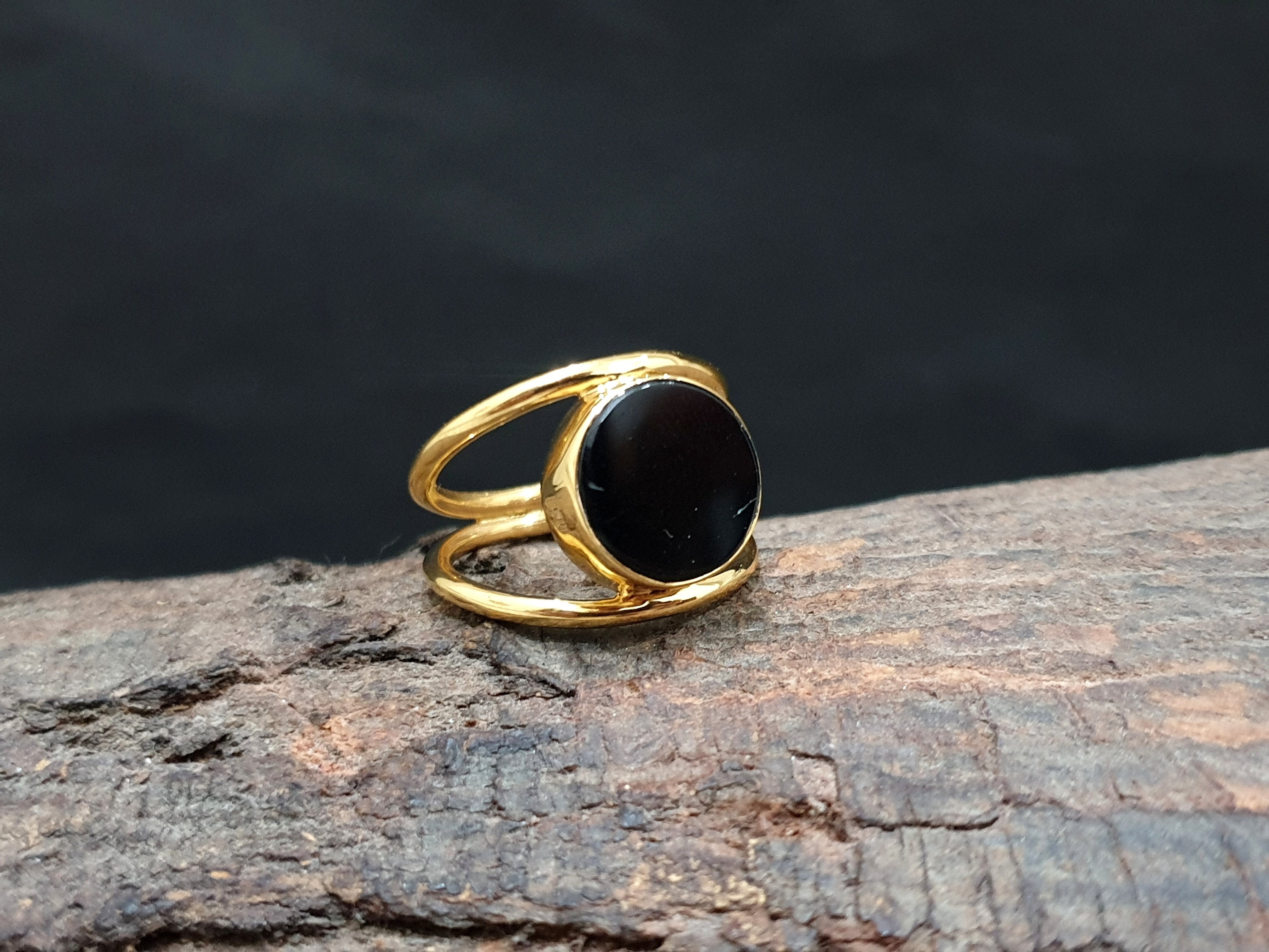 Black Onyx Ring 925 Sterling Silver Double Band Ring Silver - Etsy