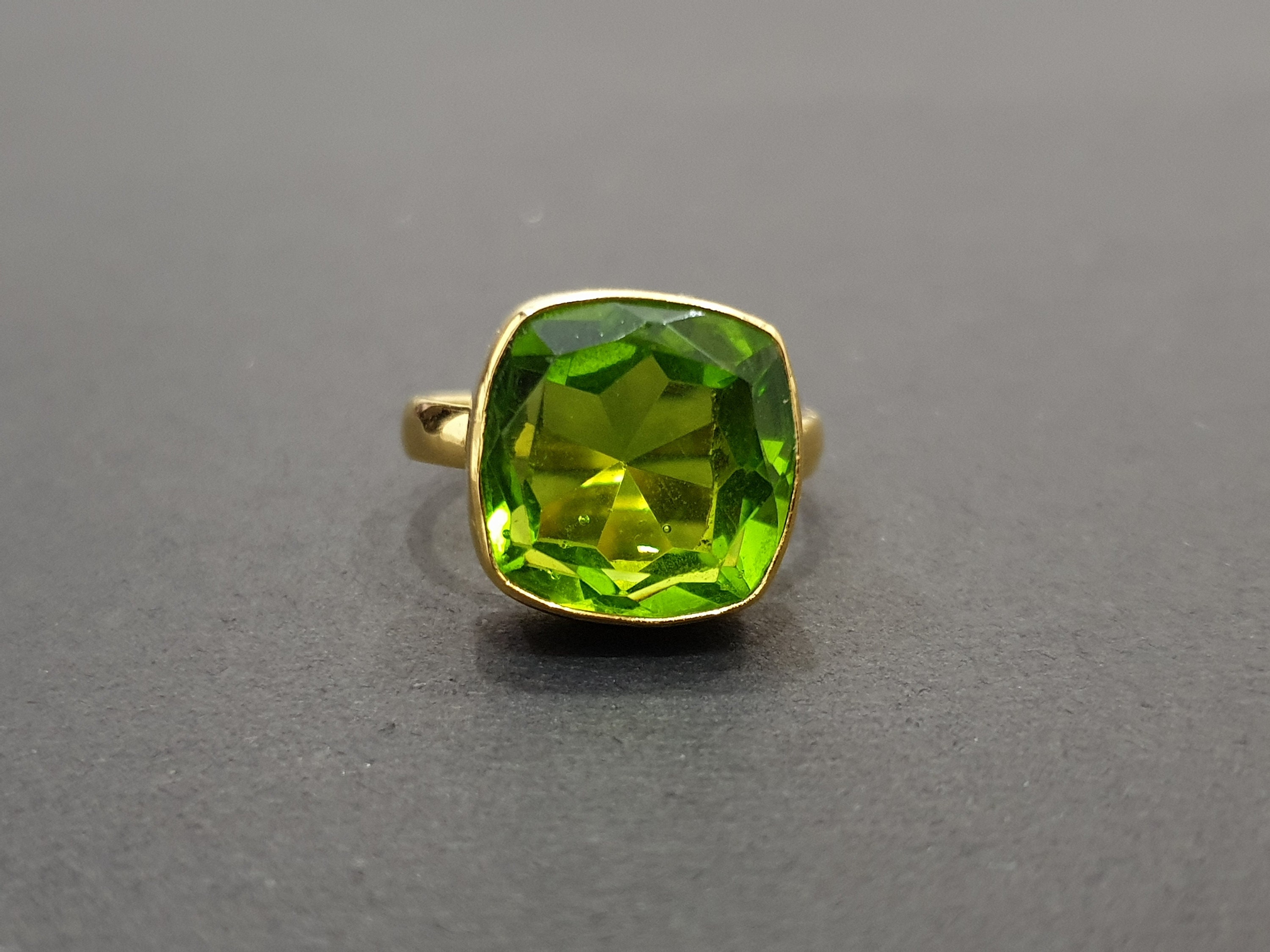 Green Peridot Ring Handmade Ring Green Quartz Gemstone Ring - Etsy