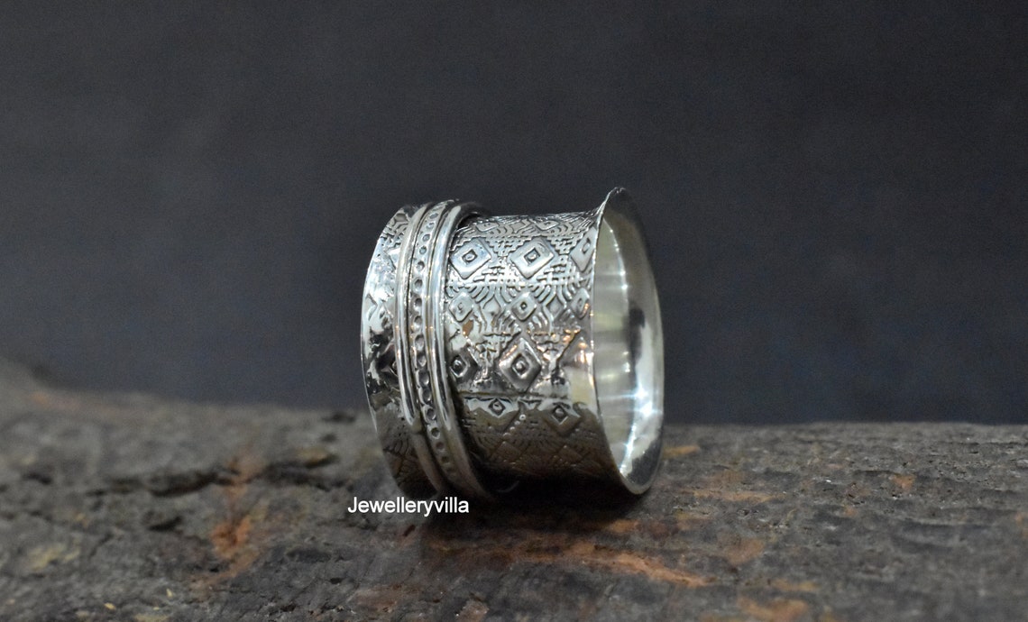 Silver Spinner Ring Antique 925 Solid Silver Ring Handmade - Etsy