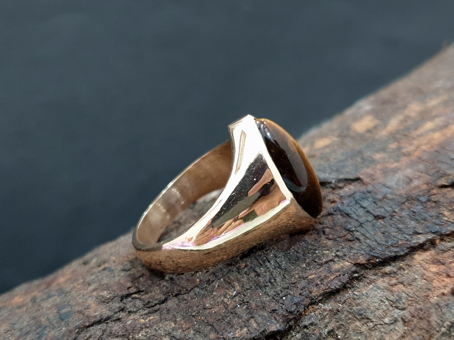 Tiger Eye Ring Gold Mens Ring 925 Solid Sterling Silver - Etsy
