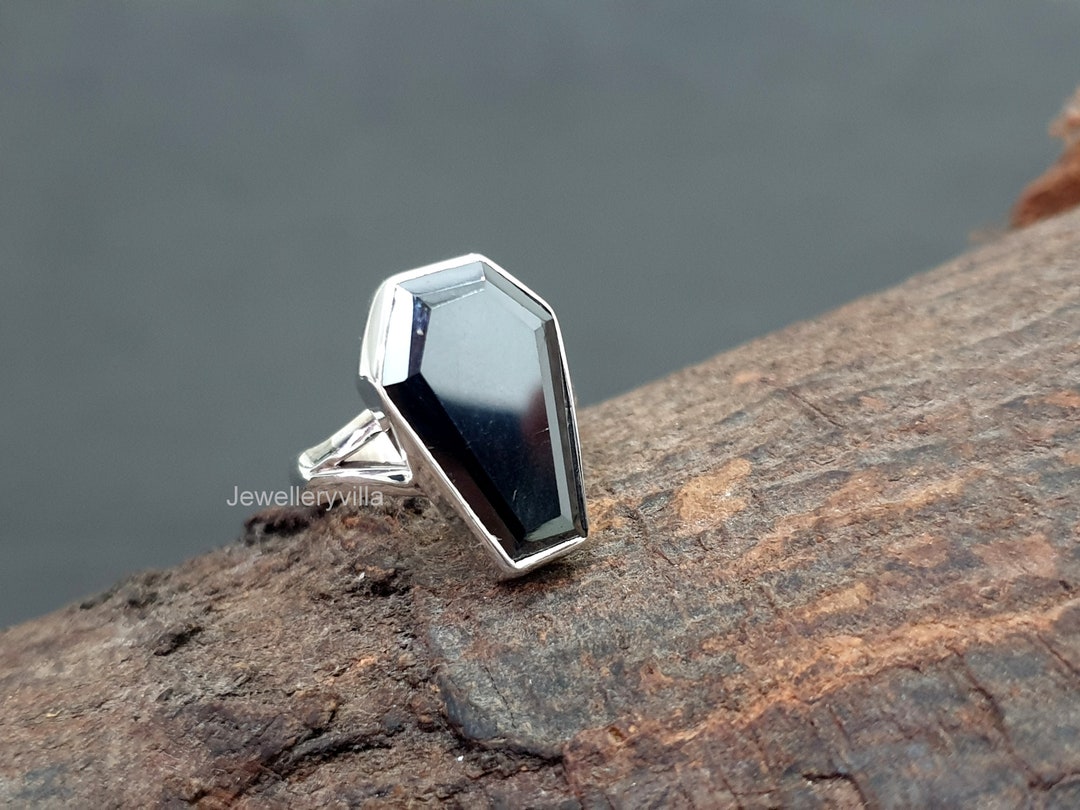 Hematite Ring, Coffin Ring, 925 Solid Sterling Silver, Coffin Shape ...