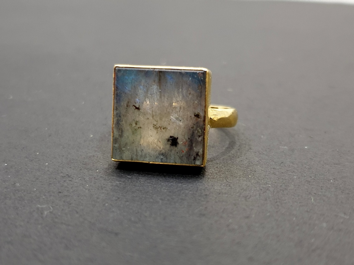 Gold Labradorite Ring 22K Yellow Gold Fill Ring 925 Solid - Etsy