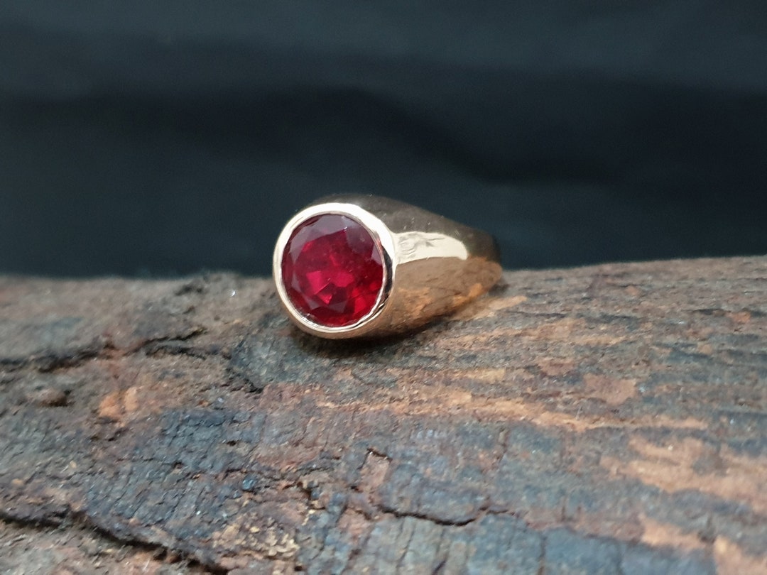 Ruby Ring Round, 925 Solid Sterling Silver Ring, Round Red Ruby ...
