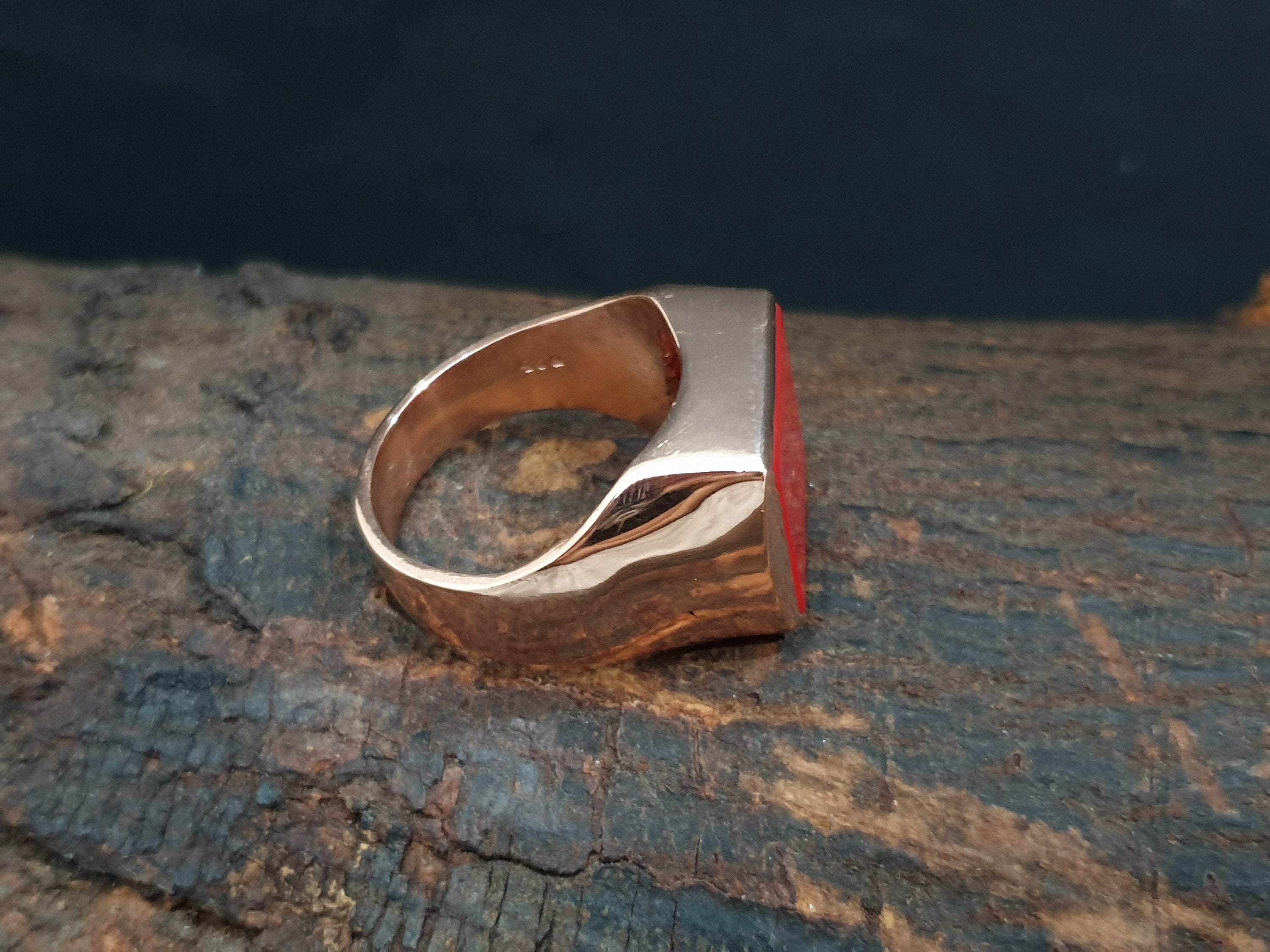 Coral Ring Mens 925 Solid Sterling Silver Ring Red Stone | Etsy