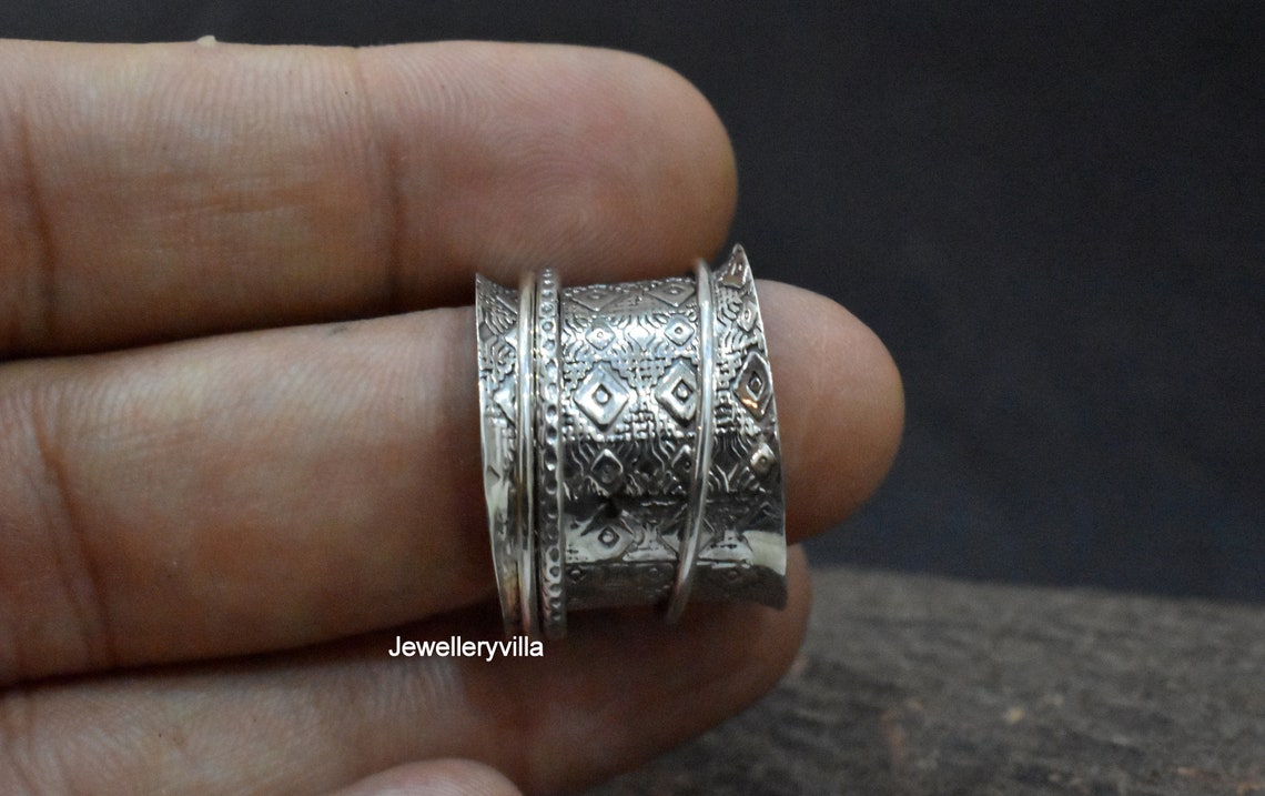 Silver Spinner Ring Antique 925 Solid Silver Ring Handmade - Etsy