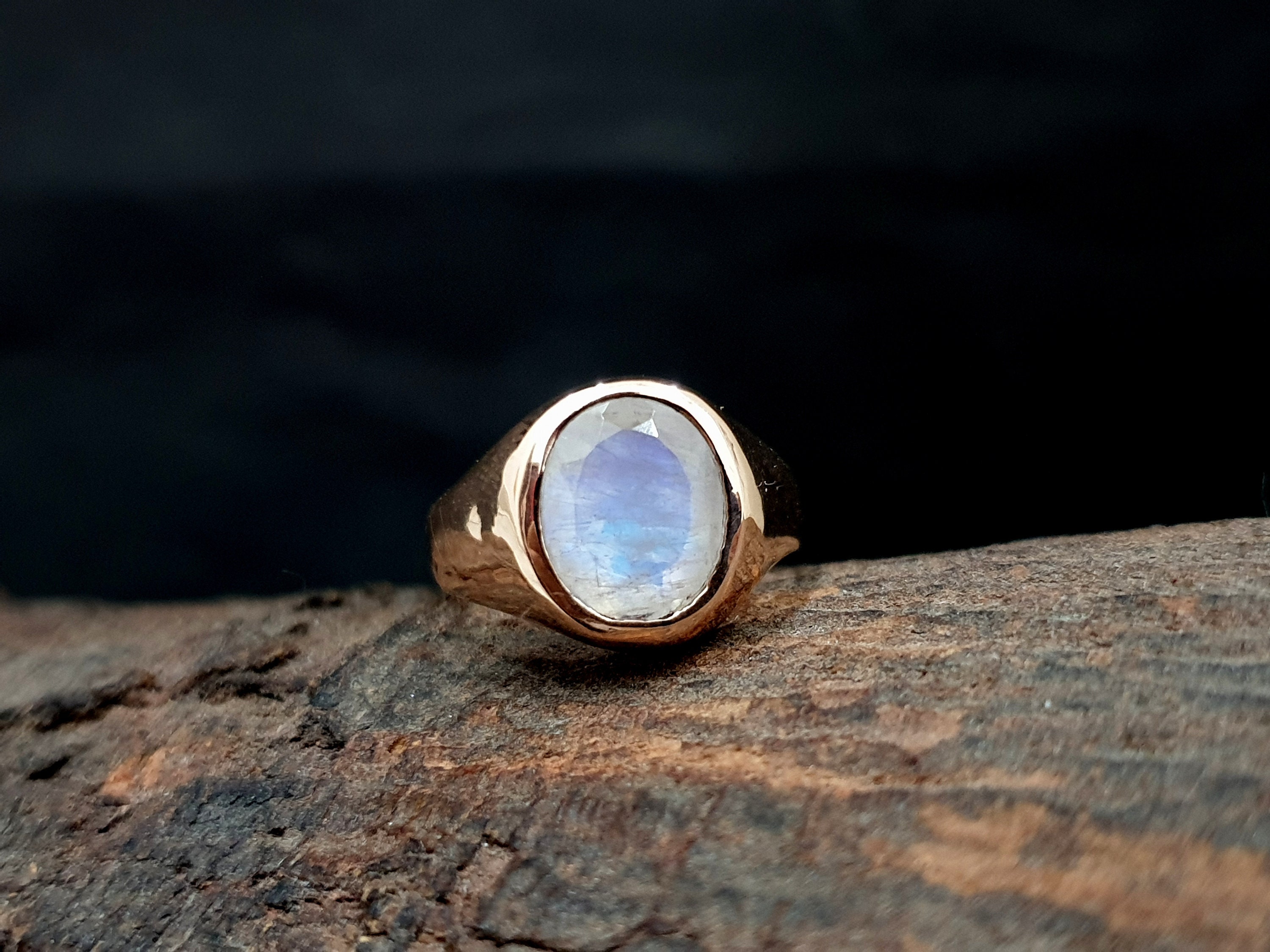 Natural Moonstone Oval Signet Ring, 925 Sterling Silver Ring, Gift Ring ...