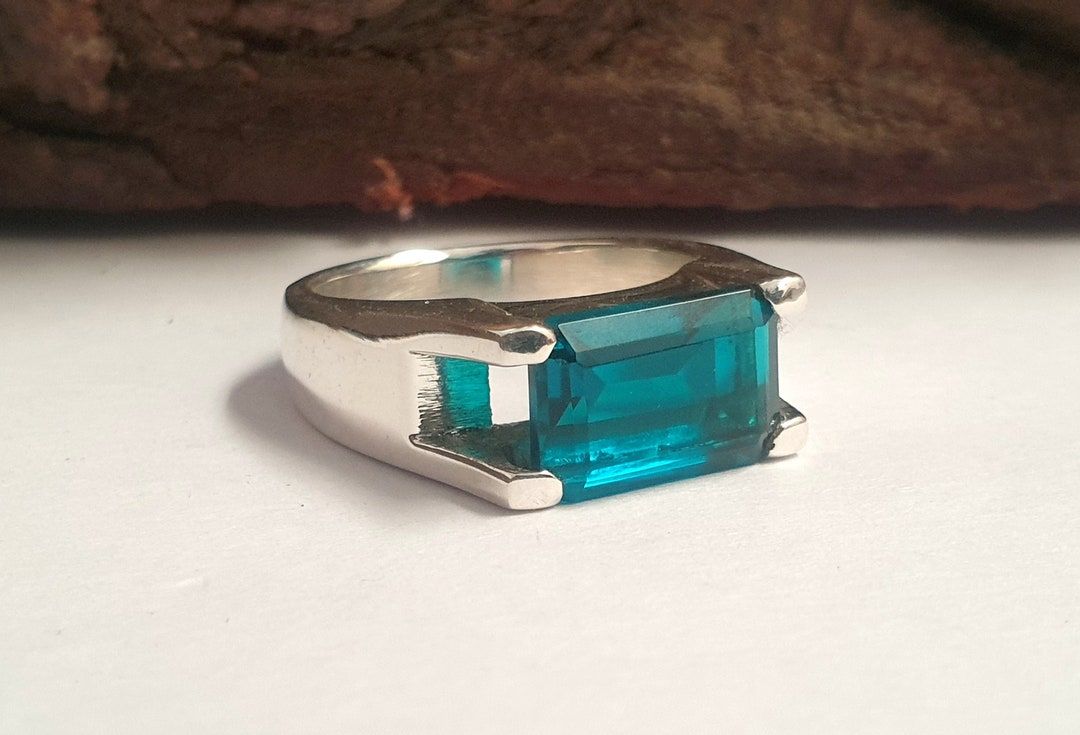 Blue Topaz Signet Ring, Mens Ring, Women Ring, 925 Solid Sterling ...