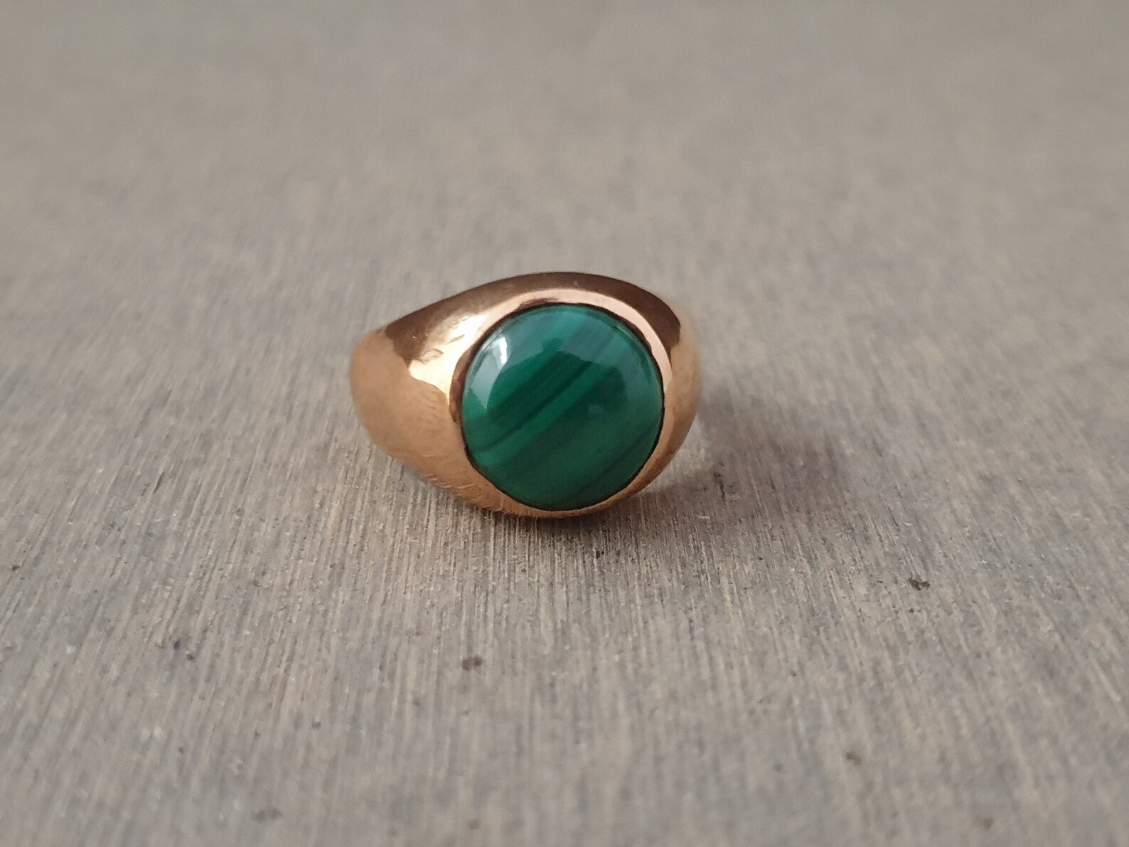 Round Malachite Signet Ring Copper Ring 925 Sterling Silver - Etsy