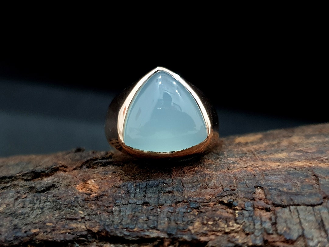 Chalcedony Ring Silver, 925 Solid Sterling Silver Ring, Natural ...