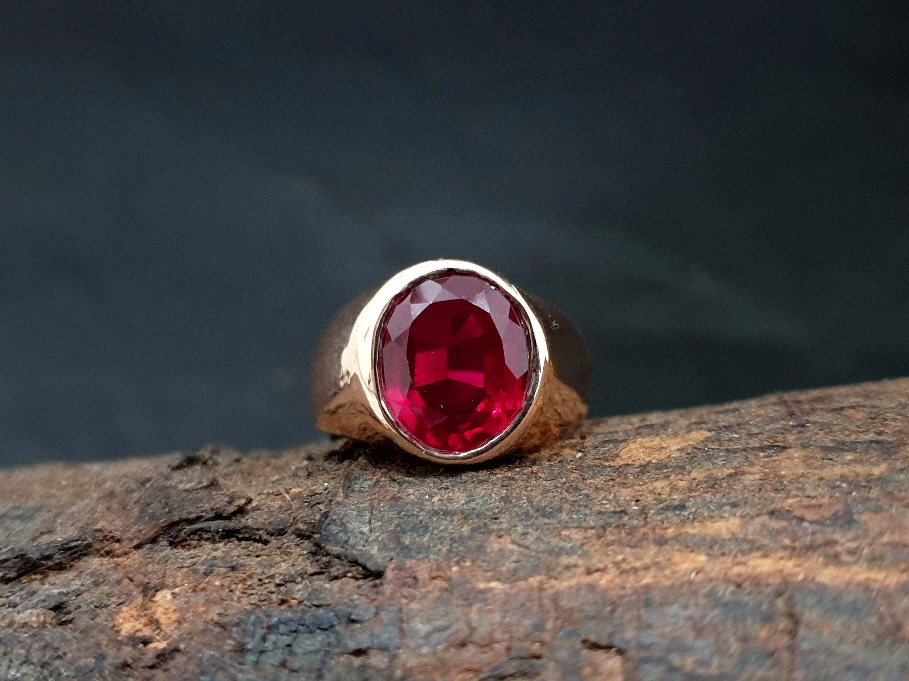 Ruby Ring Oval 925 Solid Sterling Silver Ring Rose Gold 22K - Etsy