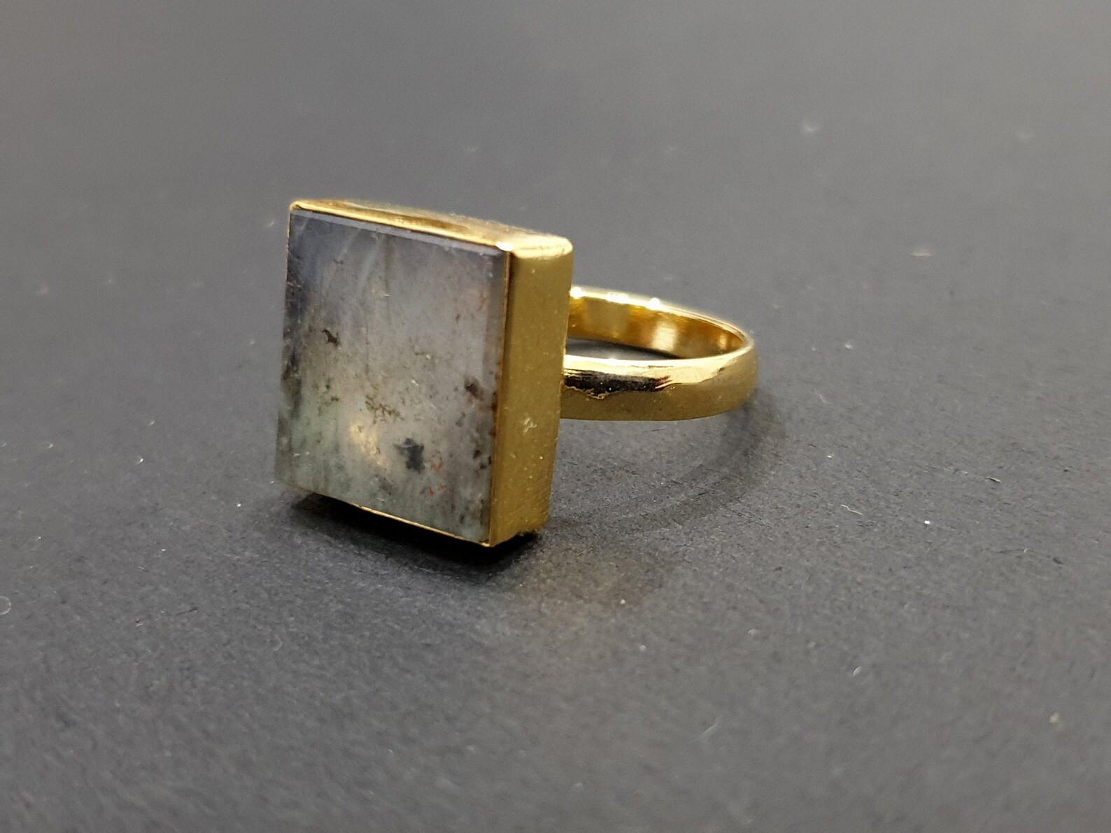 Gold Labradorite Ring 22K Yellow Gold Fill Ring 925 Solid - Etsy