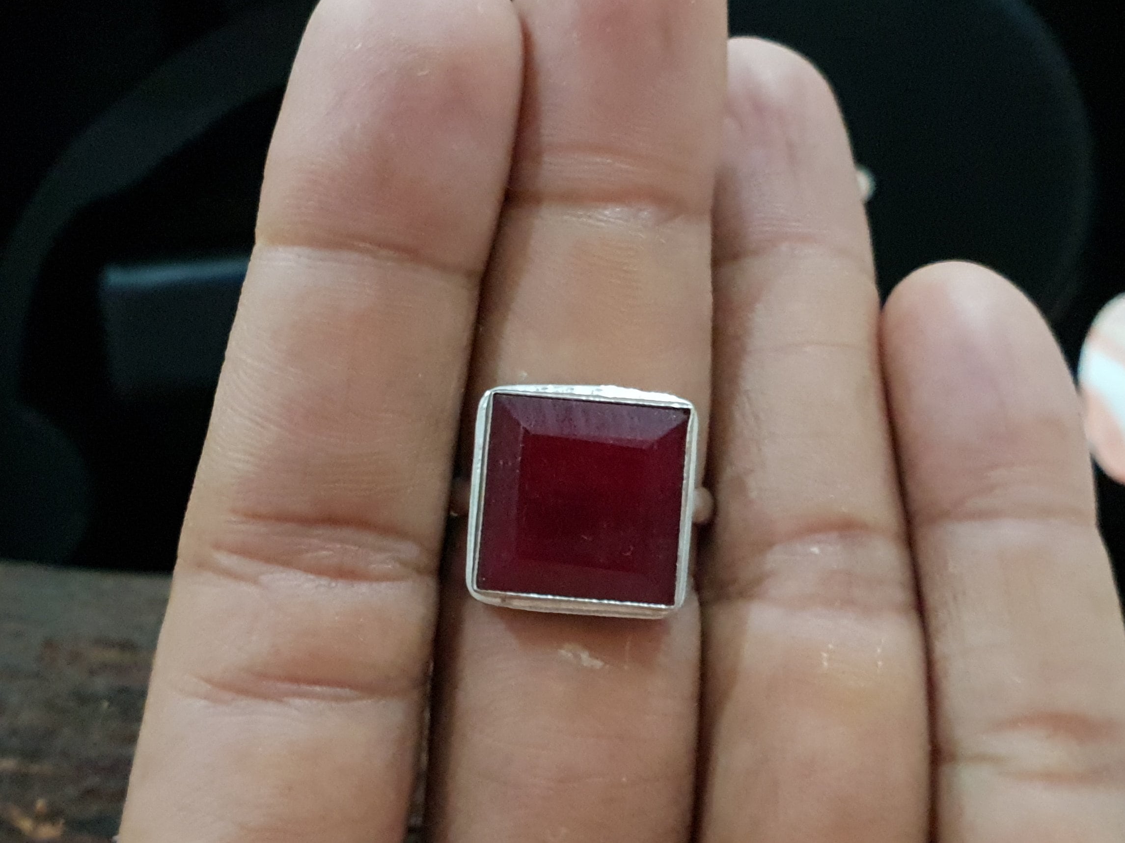 Natural Dark Red Ruby Ring 925 Solid Sterling Silver Ring | Etsy