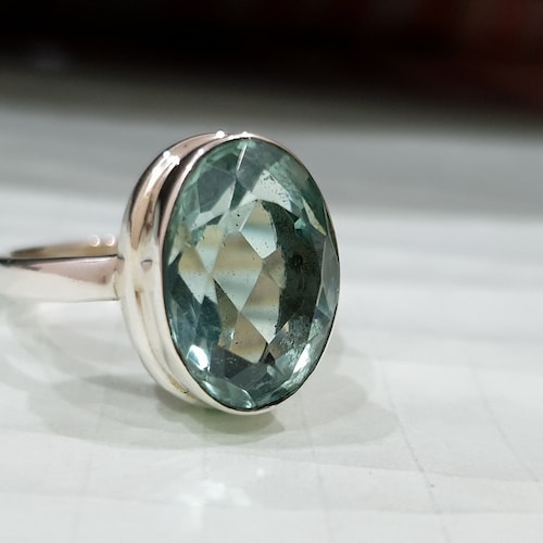 Green Amethyst Ring 925 Solid Sterling Silver Green Amethyst - Etsy
