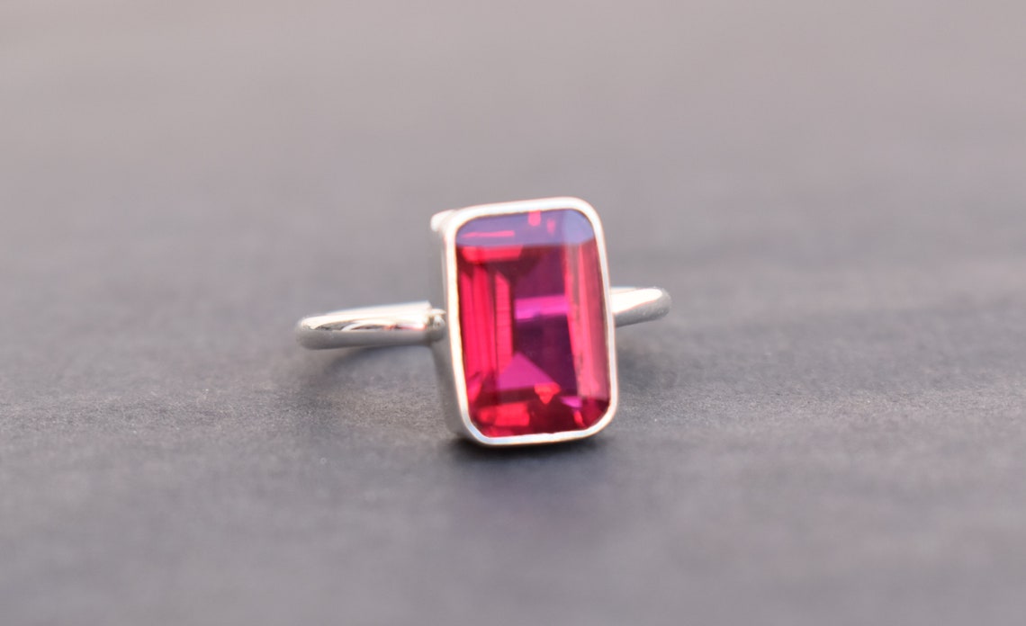 Ruby Ring 925 Solid Sterling Silver Ring Beautiful Cushion | Etsy