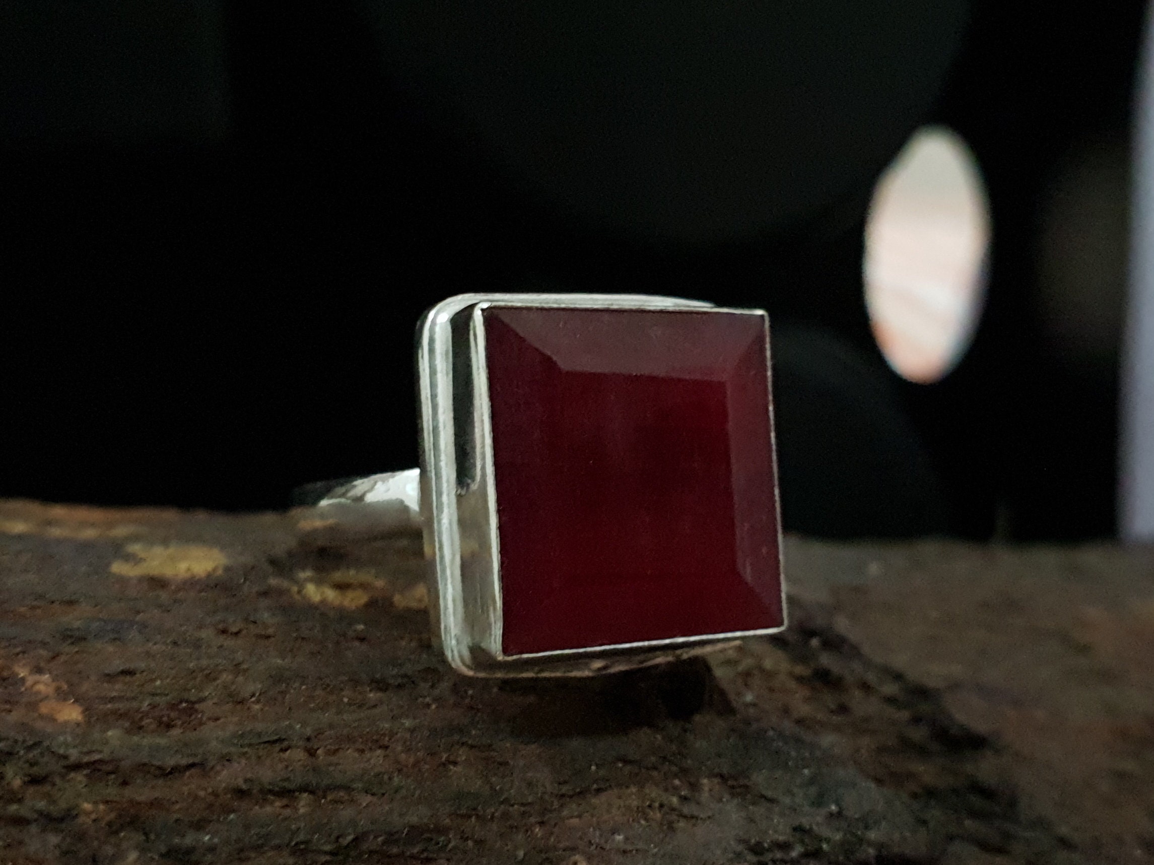 Natural Dark Red Ruby Ring 925 Solid Sterling Silver Ring | Etsy