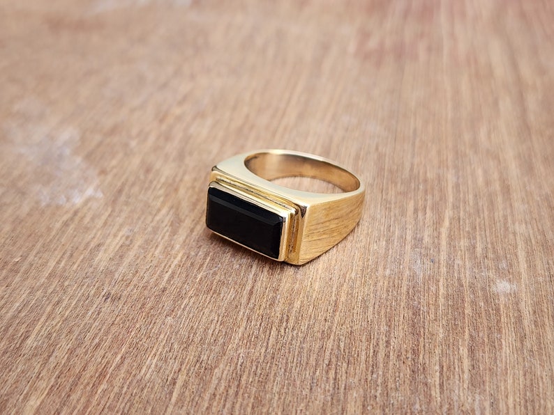 Black Onyx Signet Ring 18k Yellow Gold Plated Ring 925 Solid - Etsy
